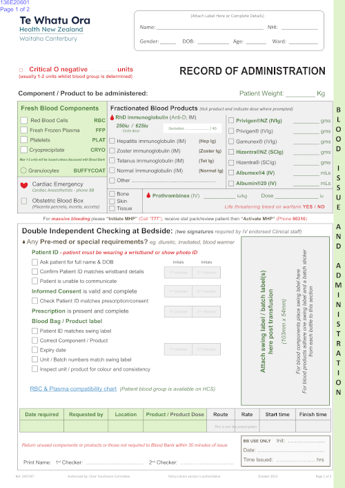 Canterbury DHB Blood Resource
