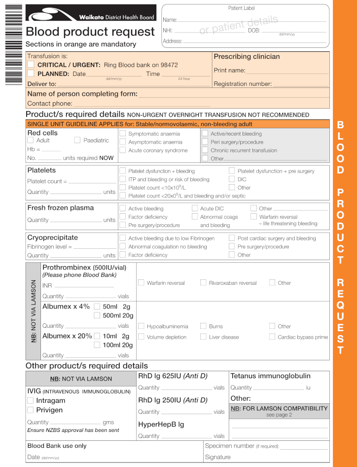 Waikato DHB Blood Resource